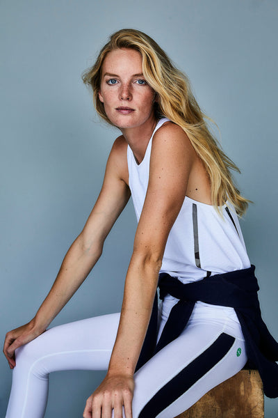 Chloe tank - white w/navy trim – coho USA