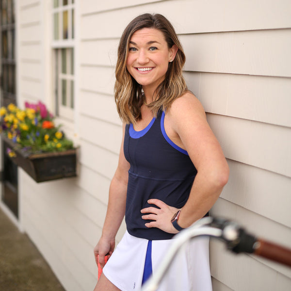 Sarah tank - navy w/royal blue straps – coho USA